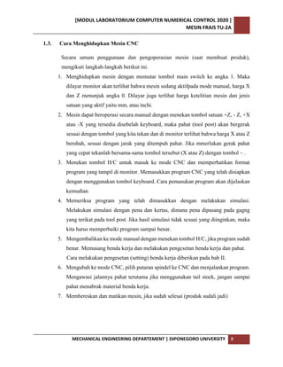 Modul Praktikum Pada Mesin CNC TU 2A 2020 | PDF