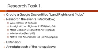 5.1 blue land rights & mabo - THOP | PPT | Free Download