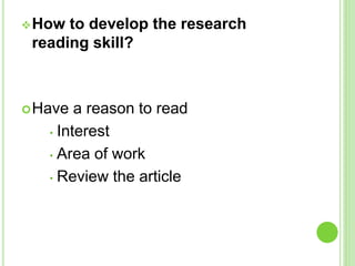 Practical guide: How to read research paper? | PPTX
