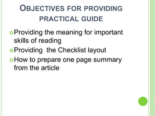 Practical guide: How to read research paper? | PPTX