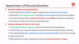 5.11 Decentralisation Importance : XII Business Studies | PPTX ...