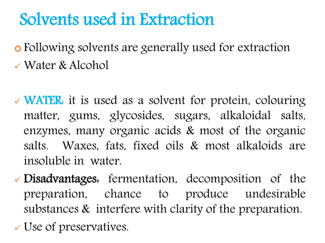 Extraction and galenicals | PPTX | Chemistry | Science