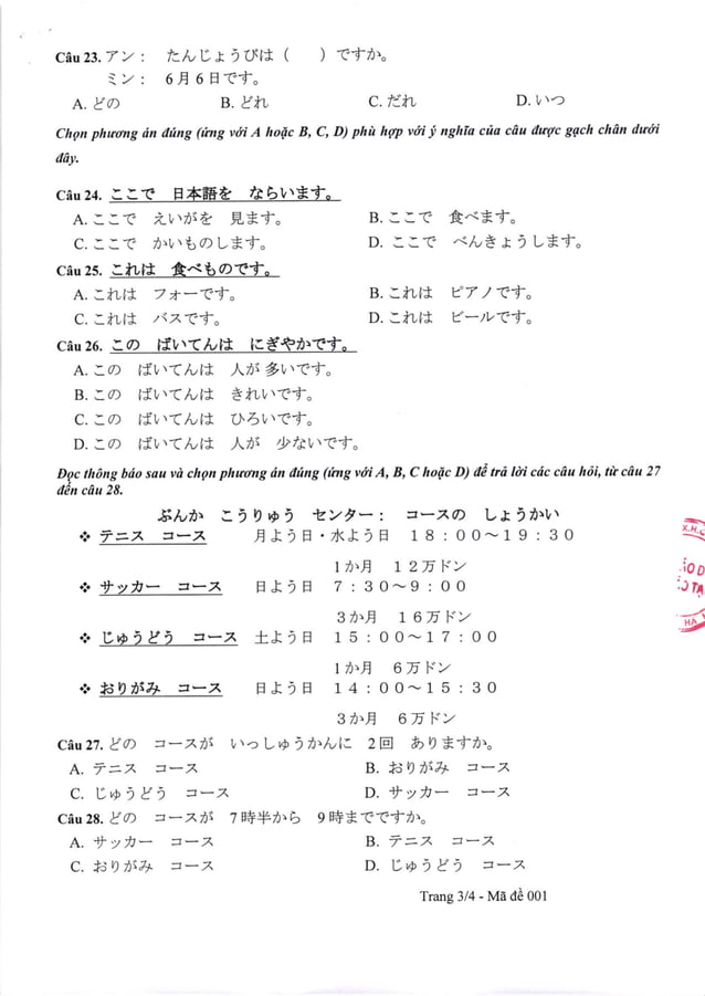 Japanese language test | PDF