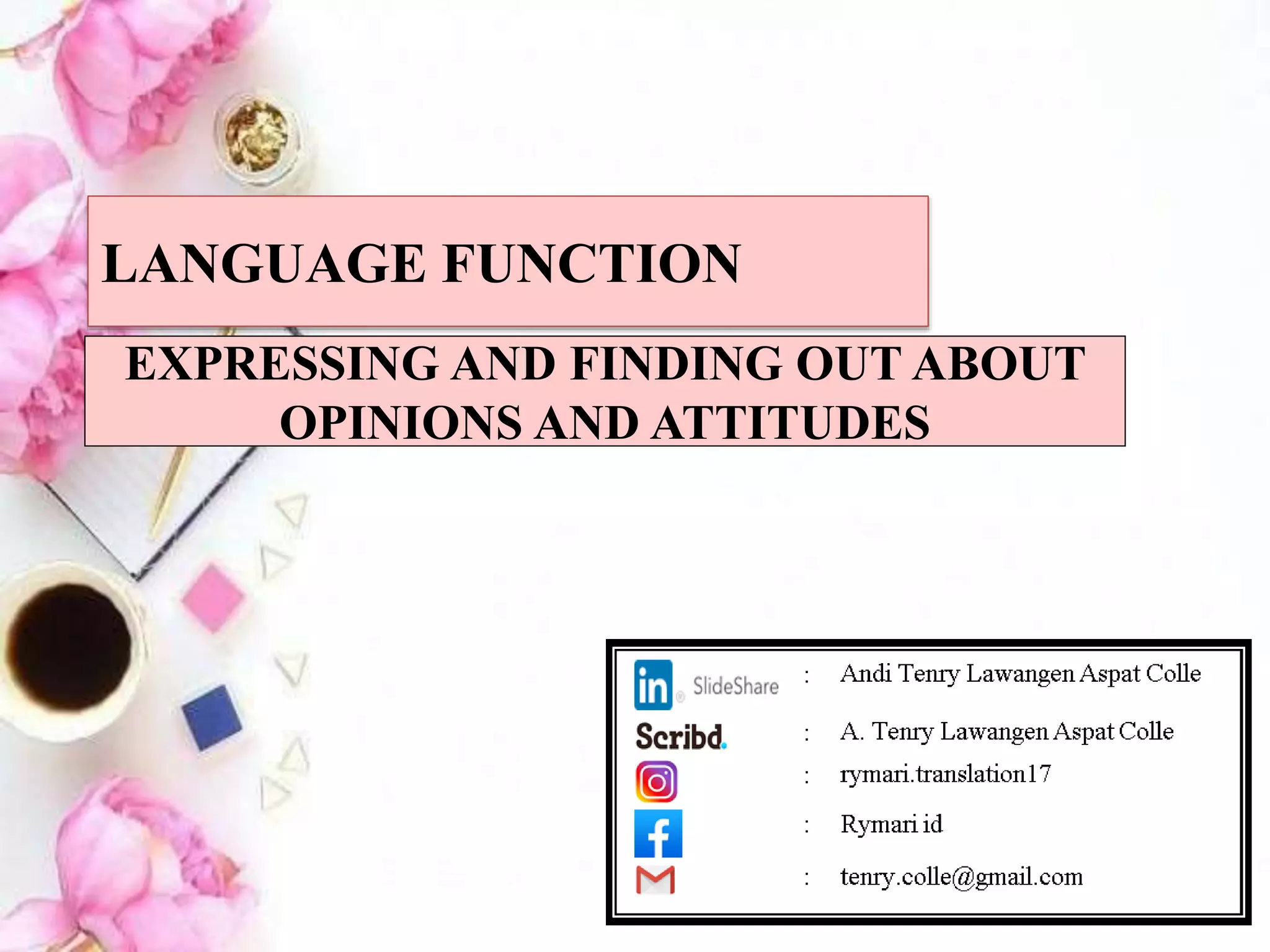 LANGUAGE FUNCTION: EXPRESSING AND FINDING OUT ABOUT OPINIONS AND ...