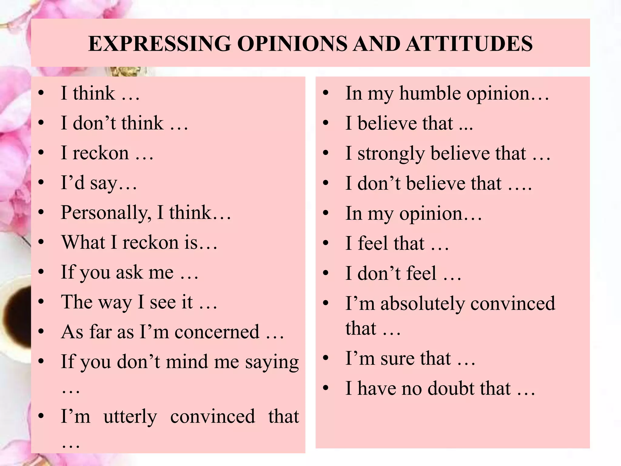 LANGUAGE FUNCTION: EXPRESSING AND FINDING OUT ABOUT OPINIONS AND ...