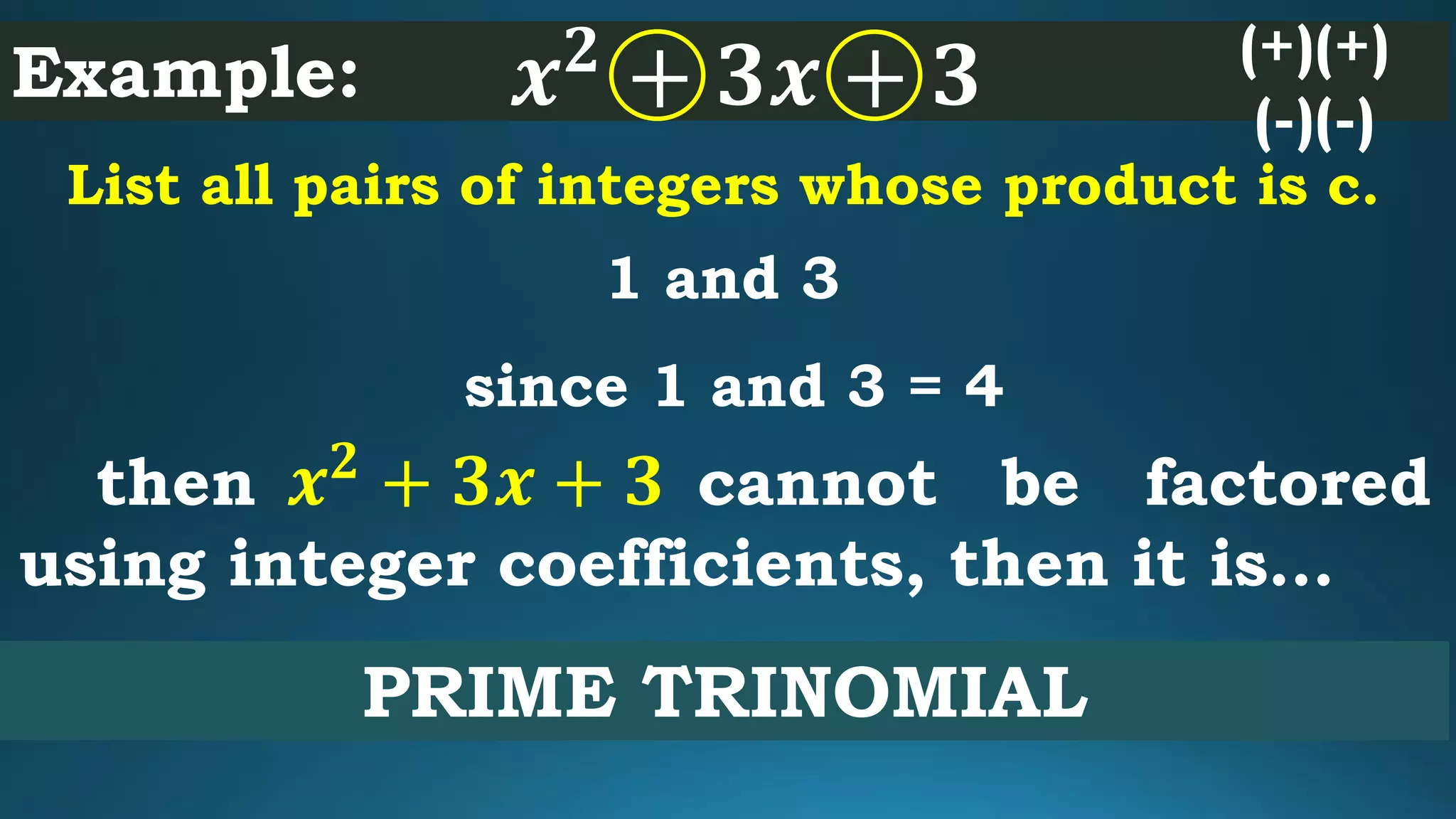 Factoring Quadratic Trinomials | PDF