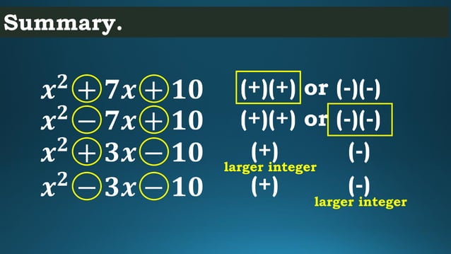 Factoring Quadratic Trinomials | PDF