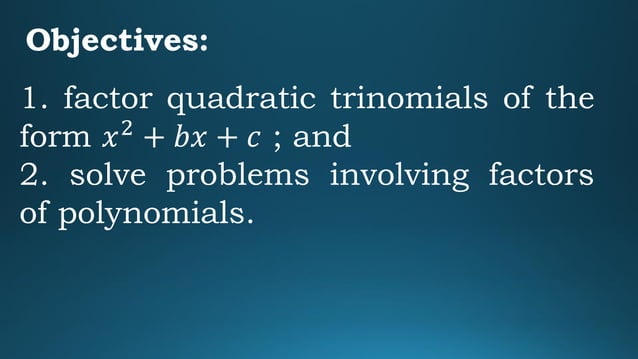 Factoring Quadratic Trinomials | PDF