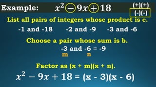Factoring Quadratic Trinomials | PDF