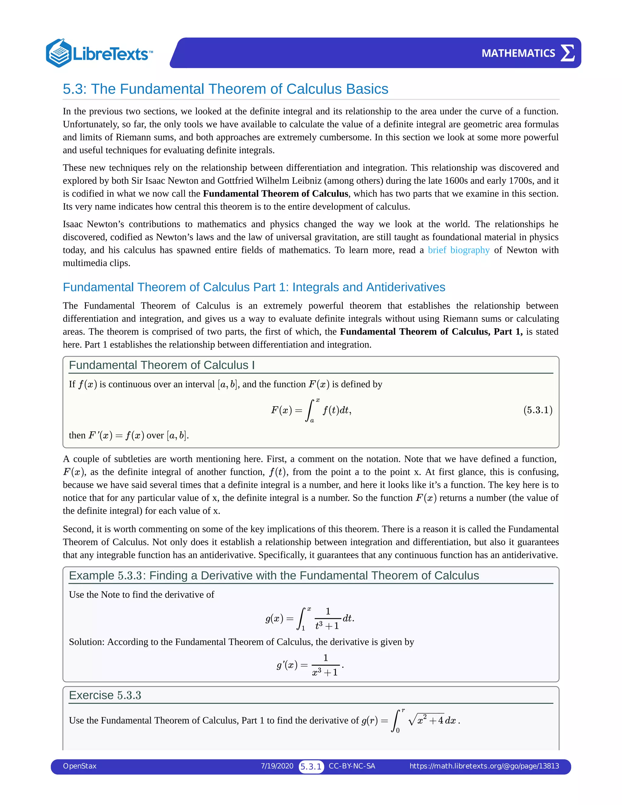 The Fundamental theorem of calculus | PDF