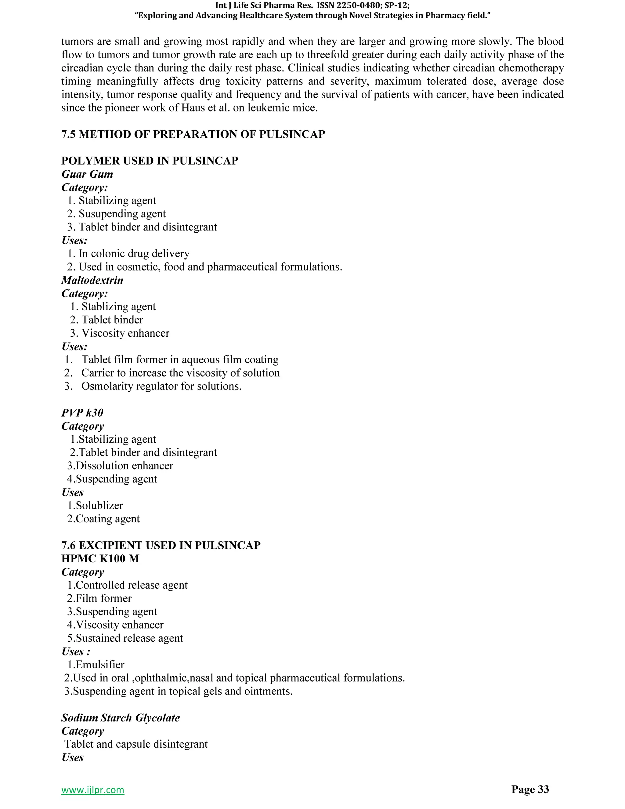 PULSINCAP: A COMPREHENSIVE REVIEW | PDF