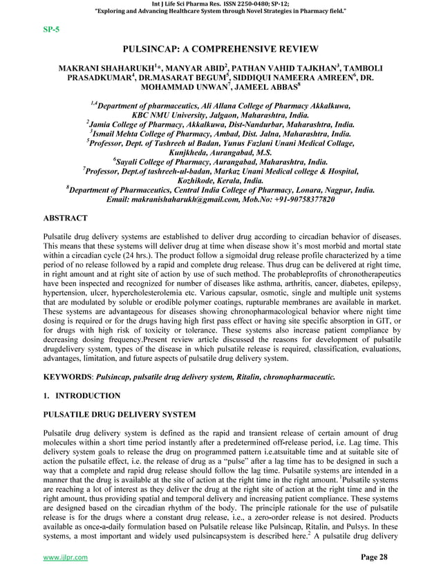 PULSINCAP: A COMPREHENSIVE REVIEW | PDF