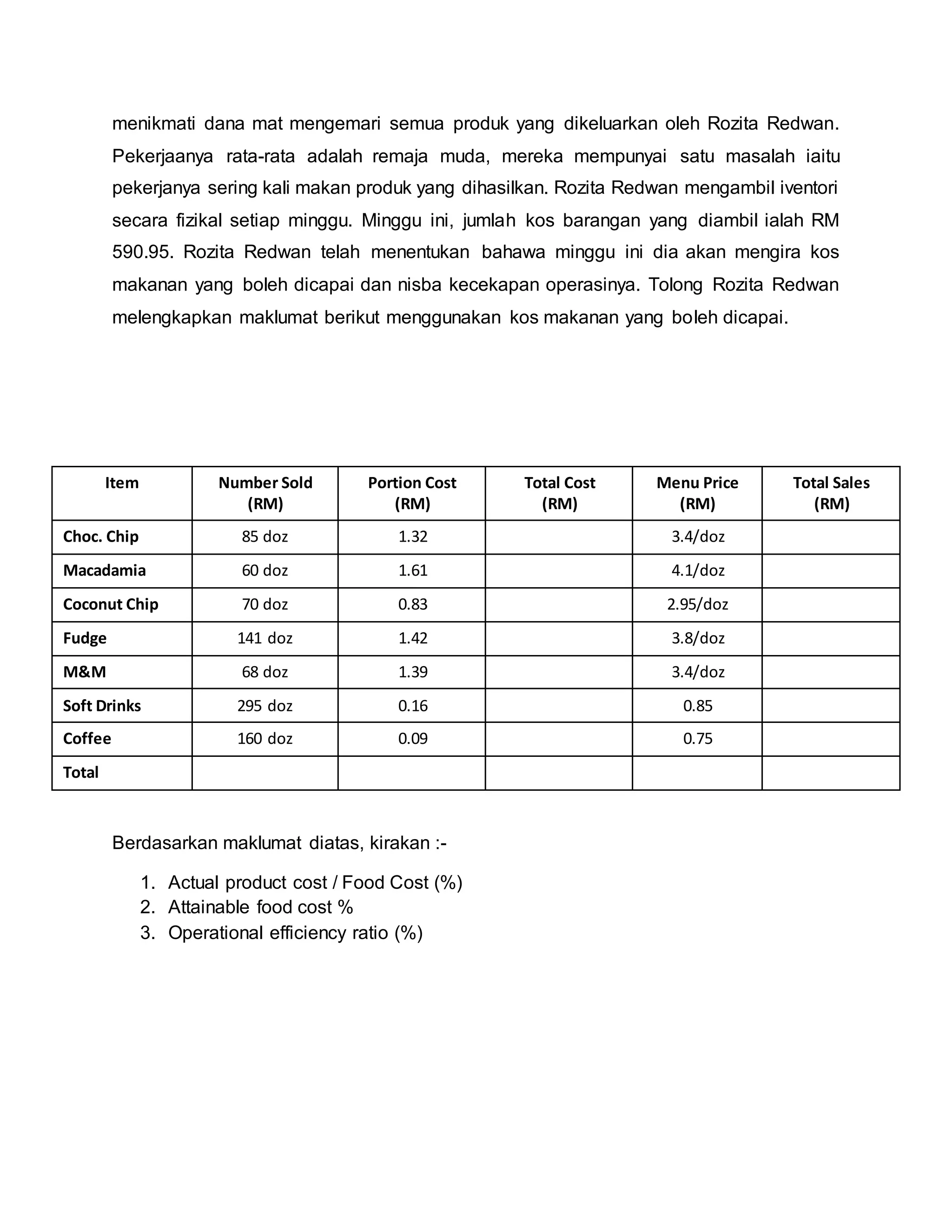 food production control ss | DOCX