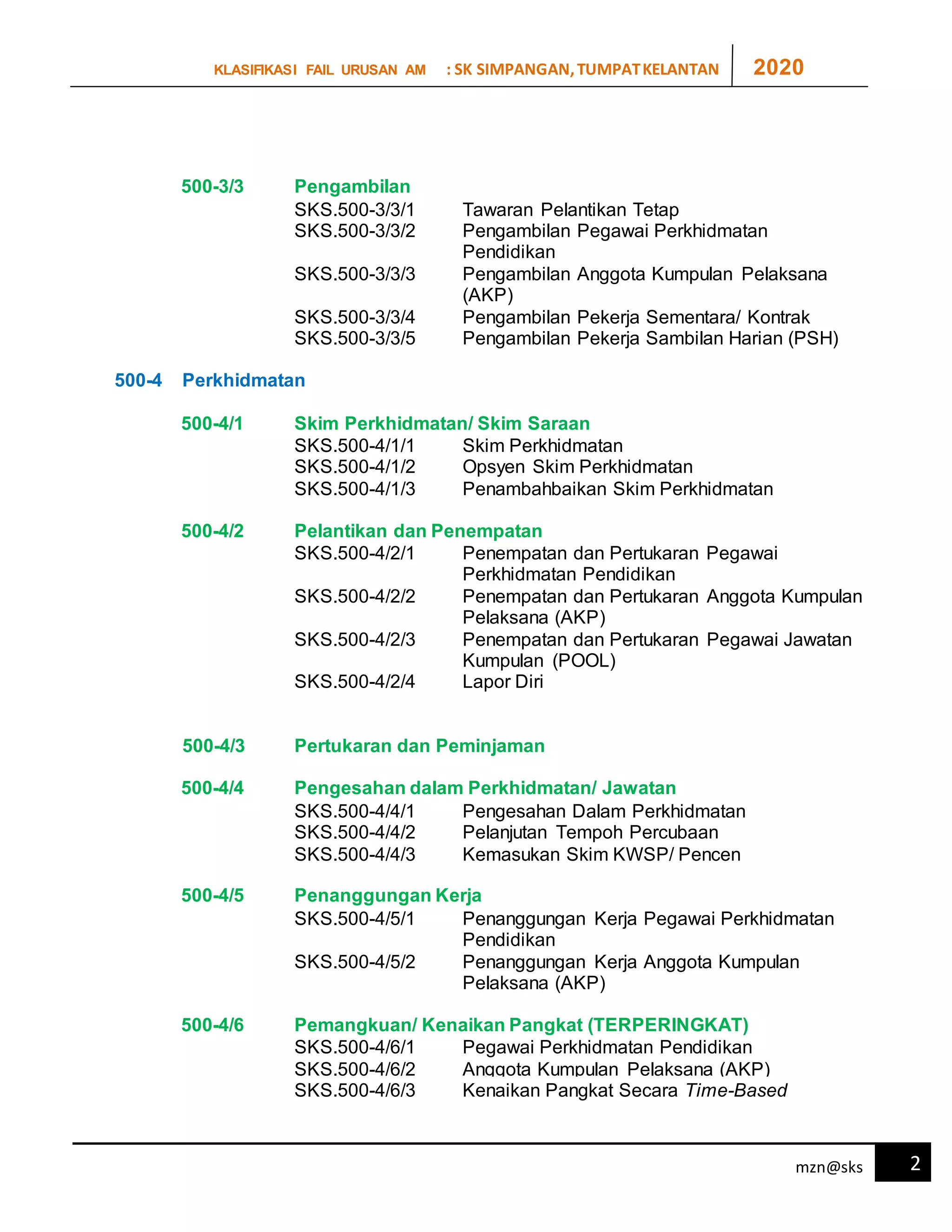 5. kfs sk simpangan 22th july (urusan am 500) | PDF