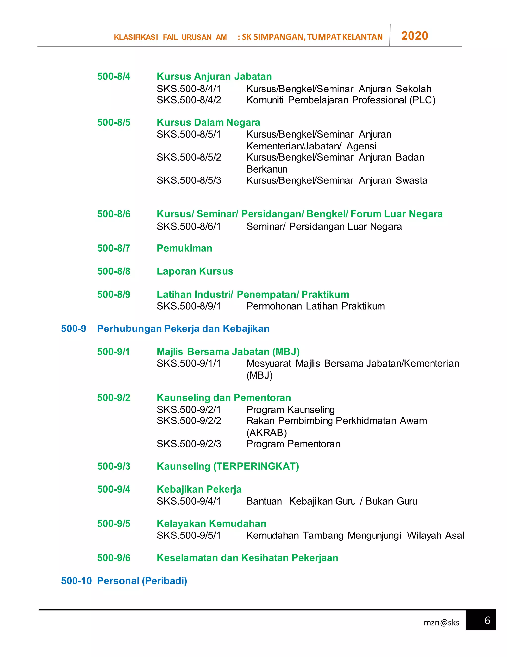 5. kfs sk simpangan 22th july (urusan am 500) | PDF