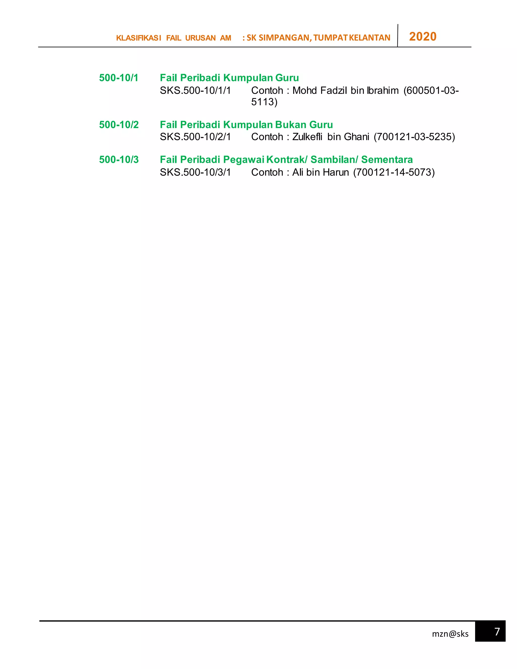5. kfs sk simpangan 22th july (urusan am 500) | PDF