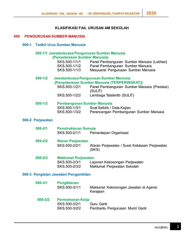 5. kfs sk simpangan 22th july (urusan am 500) | PDF