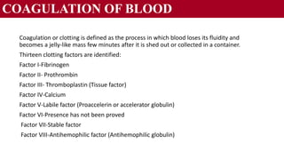 Coagulation of blood and bleeding disorders | PPTX