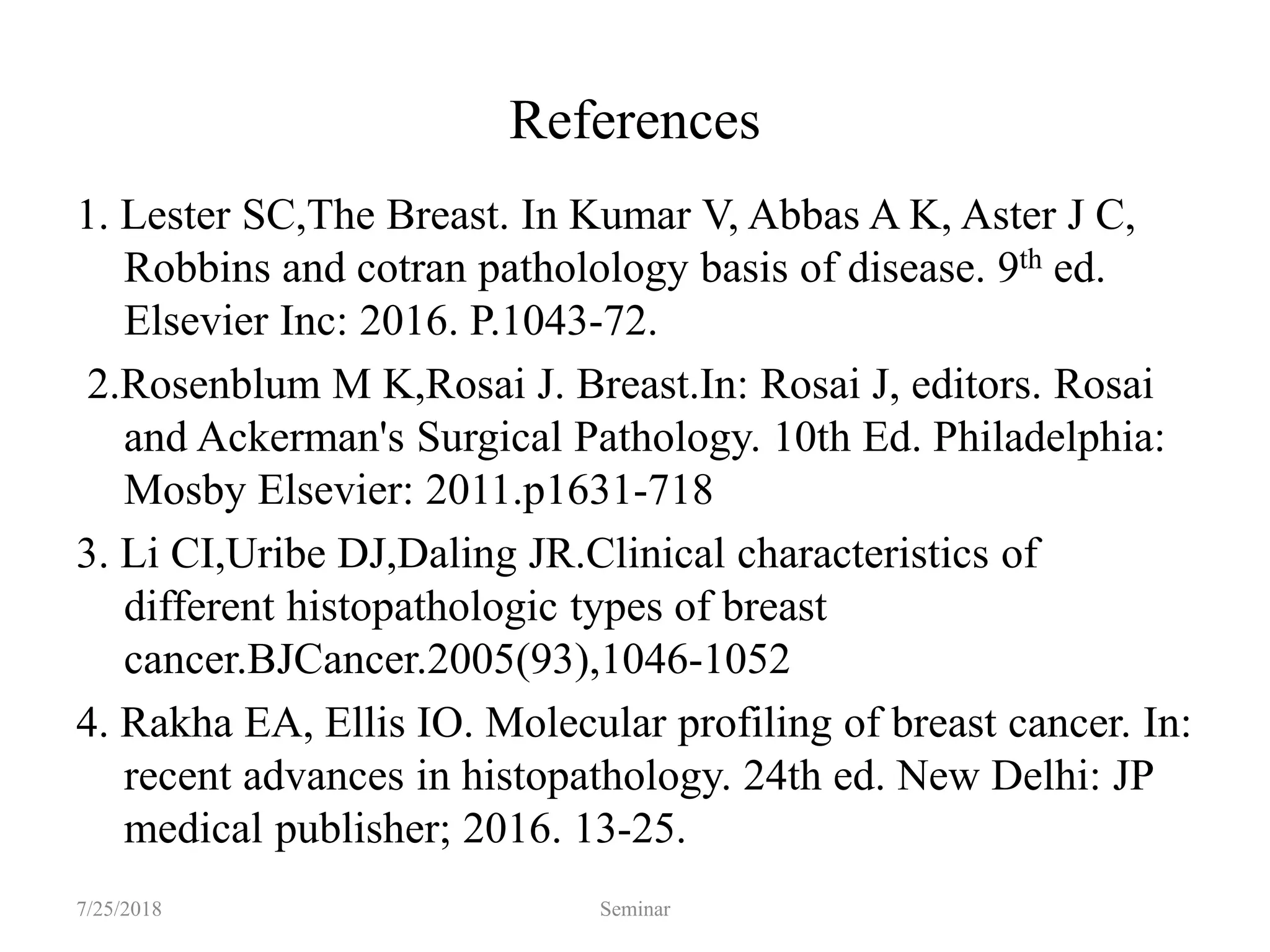 5. breast carcinoma histopathology types and clinical features | PPTX