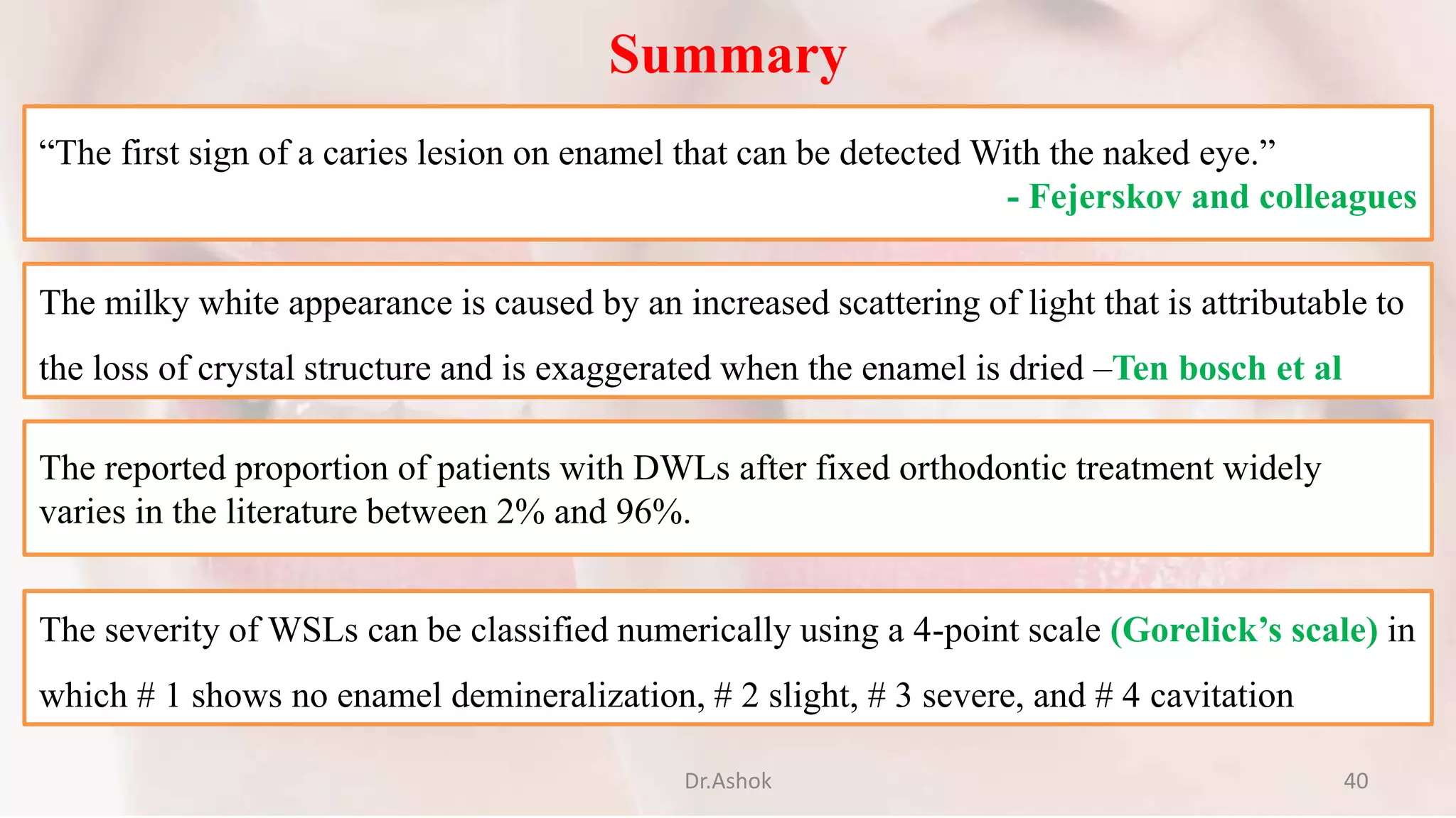 white spot lesion - prevention and management | PPTX