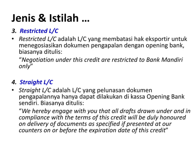 Pengertian, Fungsi & Jenis L/C_ Materi Training "EXPORT IMPORT" | PPTX