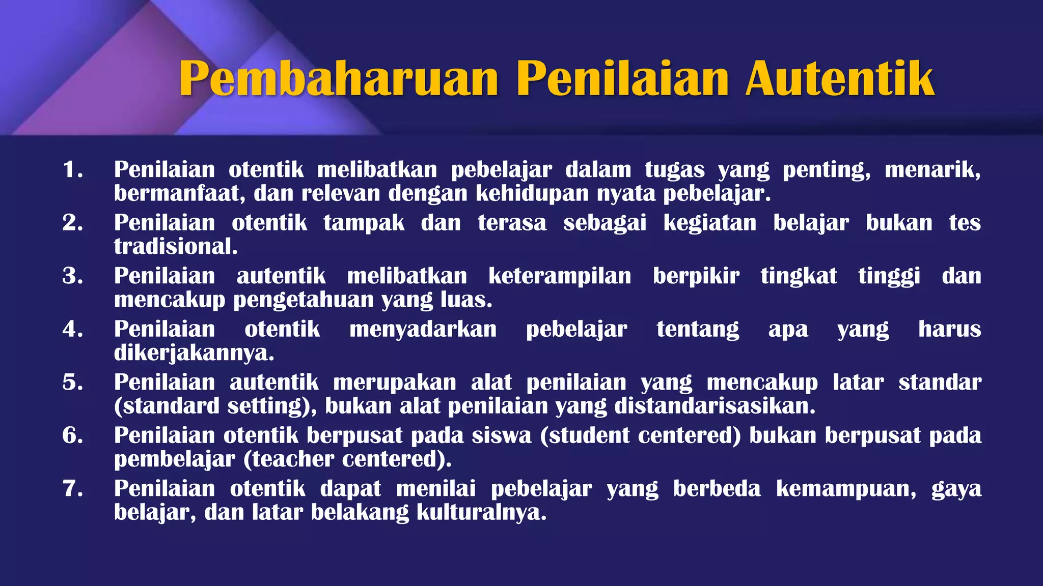 TEKNIK PENILAIAN AUTENTIK | PPT