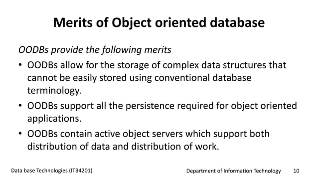 Introduction To Object Oriented Databases Ppt