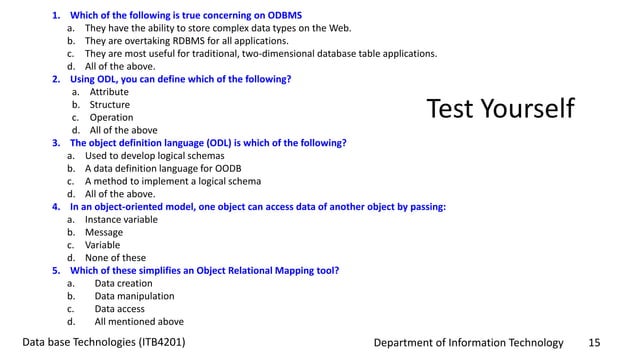 Introduction To Object Oriented Databases Pptx