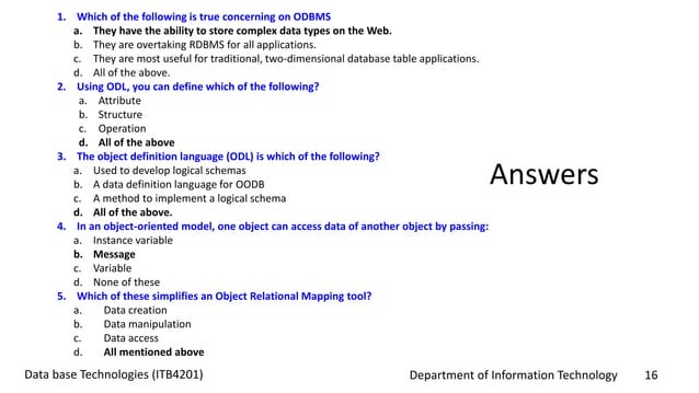 Introduction to Object Oriented databases | PPTX