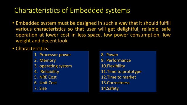 Characteristics of embedded systems | PPTX