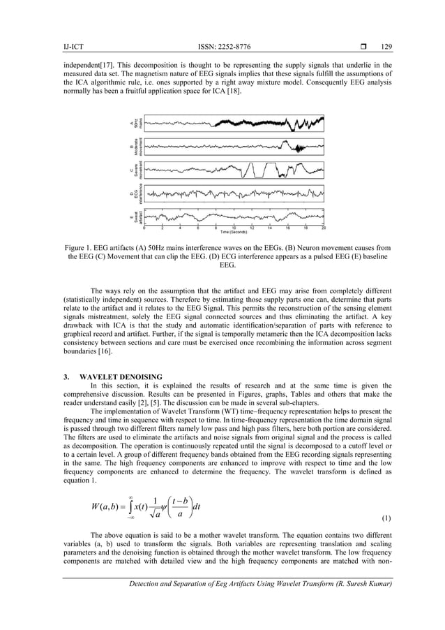 5. detection and separation of eeg artifacts using wavelet transform nov 11, 2017 (edit i) | PDF
