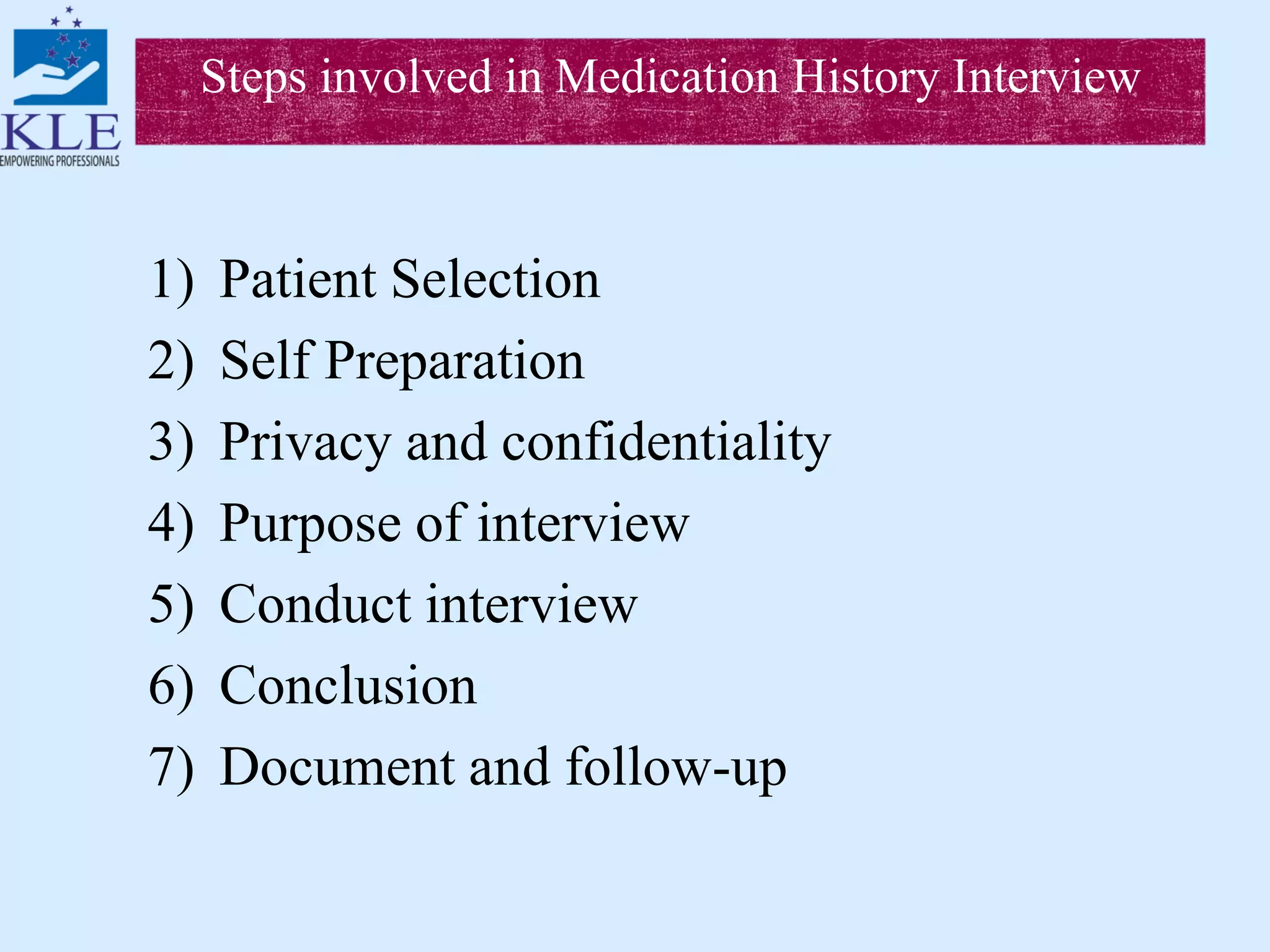 Medication history Interview | PDF