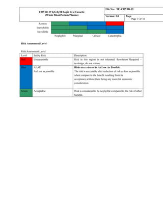 Risk Analysis of igg/igm Rapid Test Kits by healgen | PDF