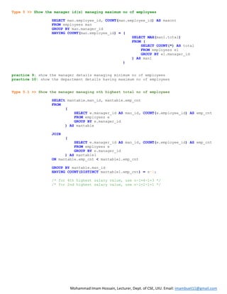DBMS 6 | MySQL Practice List - Rank Related Queries | PDF | Databases ...