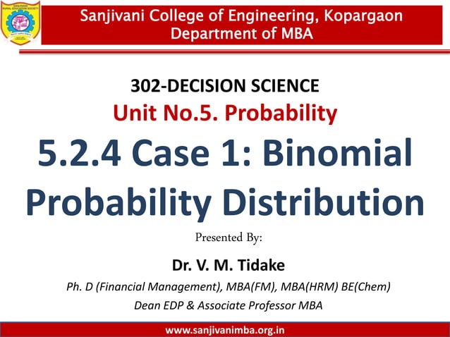 5.2.4 case 1 binomial probability distribution | PPTX | Science