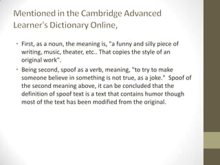 5 minutes closer with Spoof Text | PPT