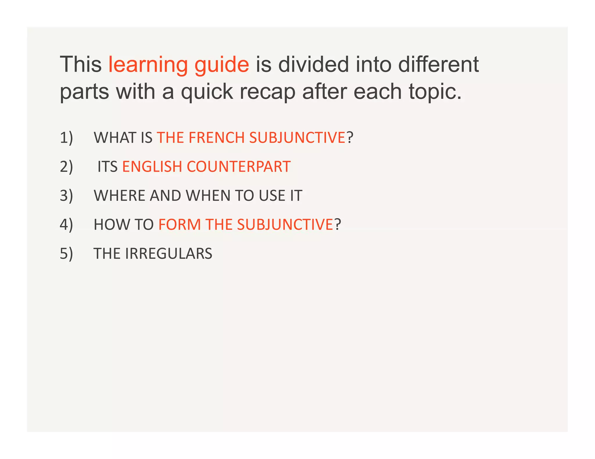 5 things you need to know about french subjunctive | PPT