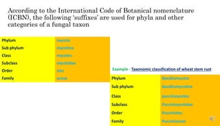 Taxonomic rules and regulations for naming of fungi | PPTX