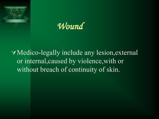 INJURY Forensic Medicine by Sir Zia Ashraf | PPT