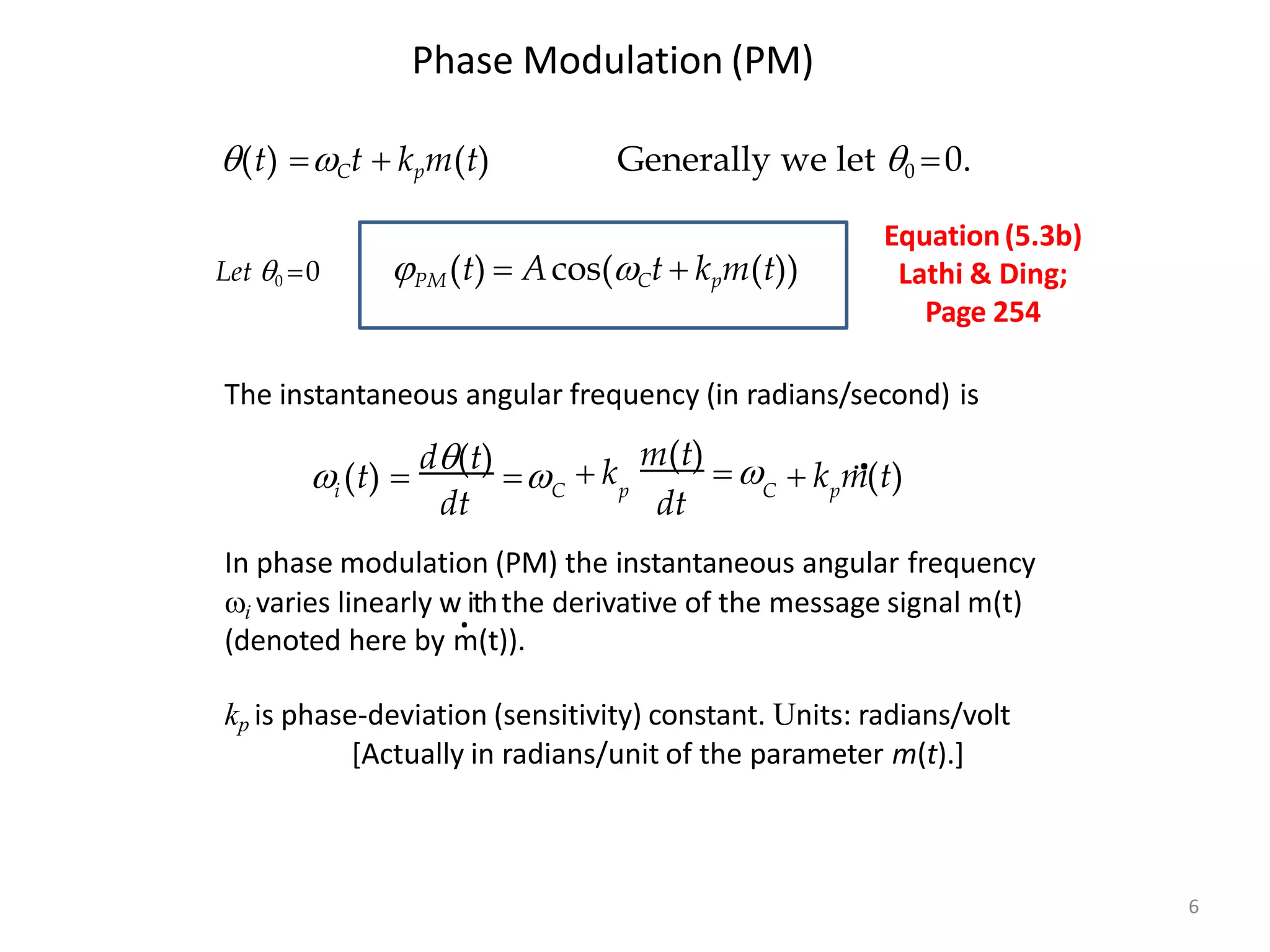 Comparison Frequency modulation and Phase modulation | PDF