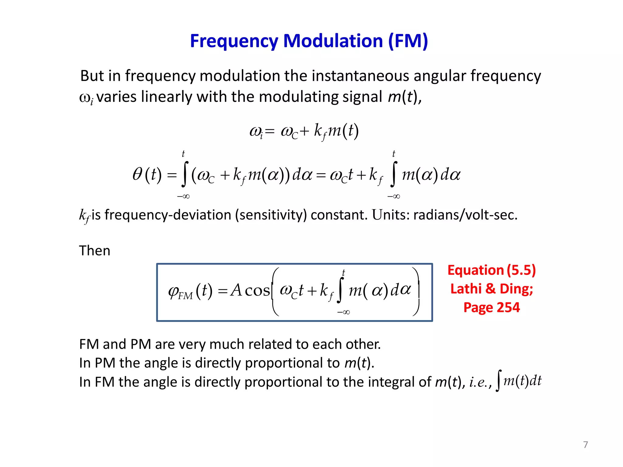 Comparison Frequency modulation and Phase modulation | PDF