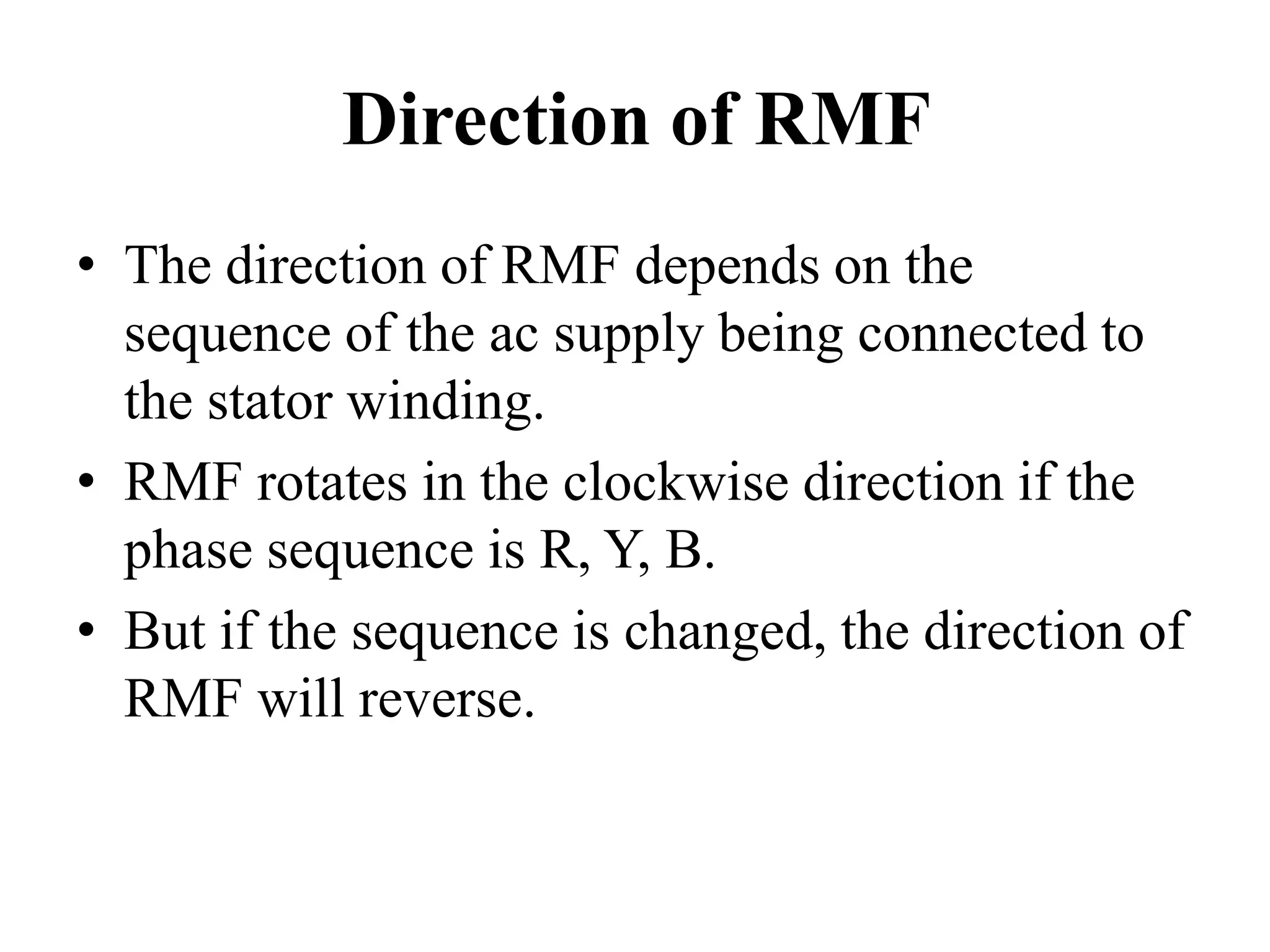 THREE PHASE INDUCTION MOTOR, Rotating Magnetic Field (RMF), Slip ...