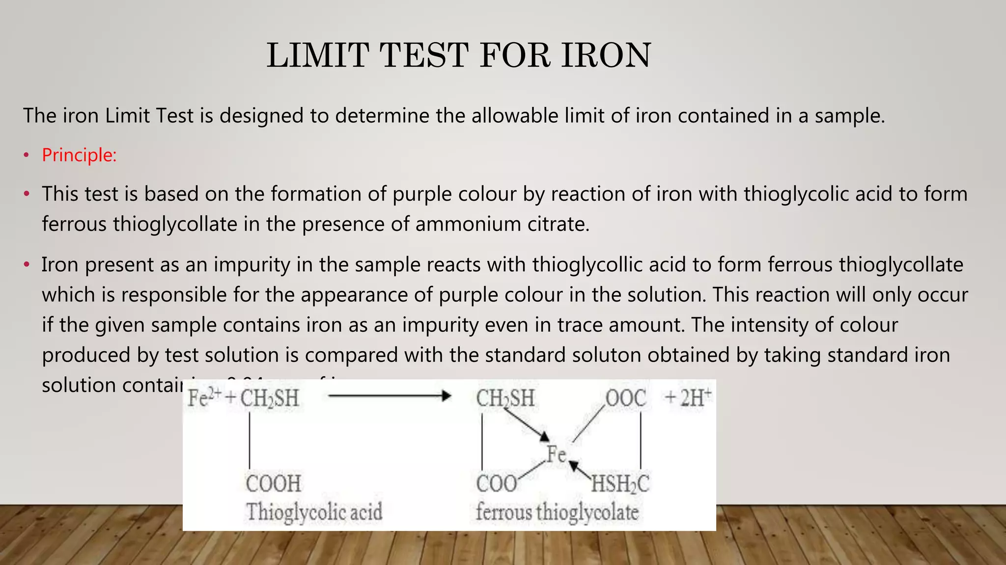 limit test for iron | PPTX