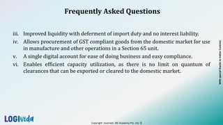 FAQ Manufacture and Other Operations in Customs Warehouse | PPTX