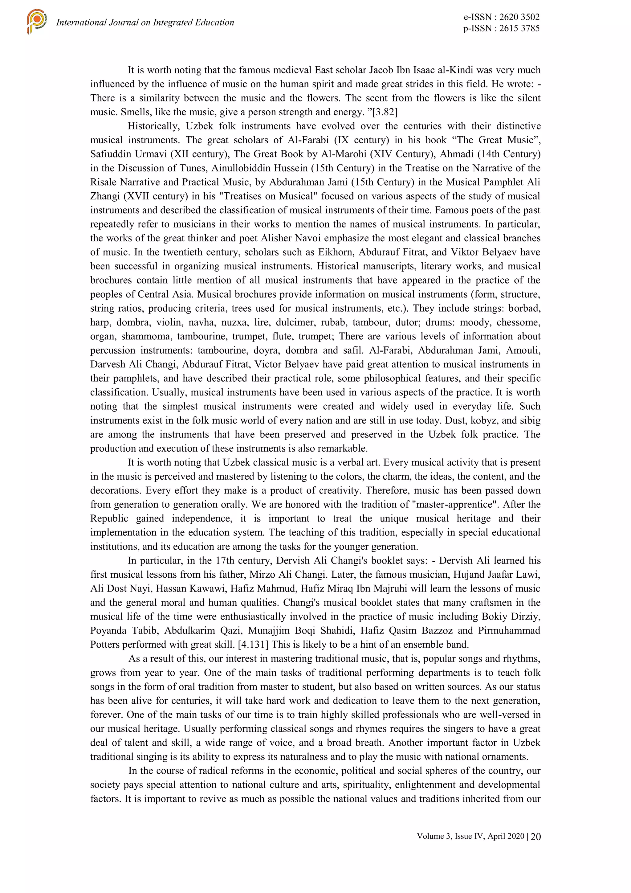 Ancestors' heritage in the Uzbek musical art | PDF