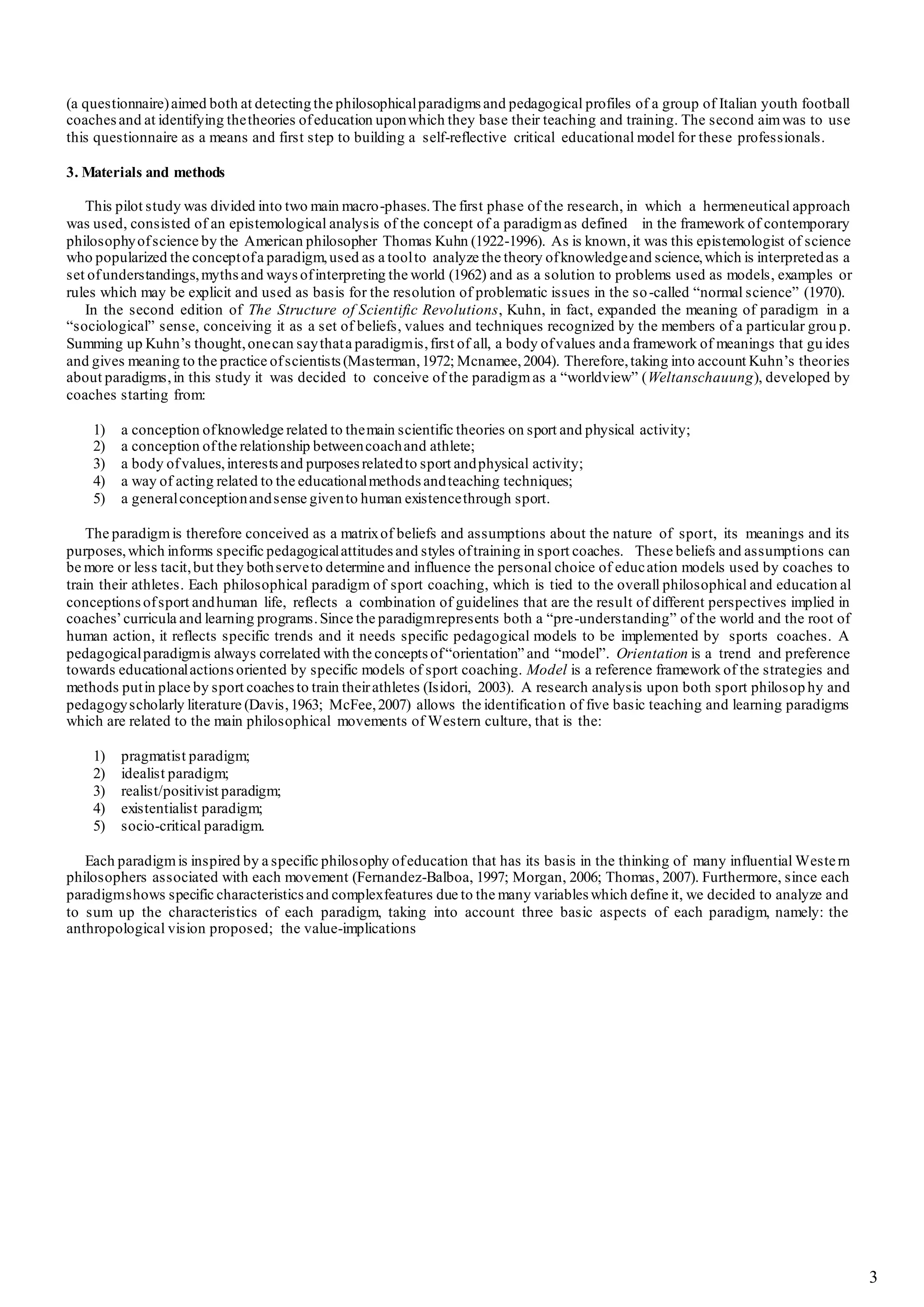 Educational paradigms and philosophy of football coaching | DOCX