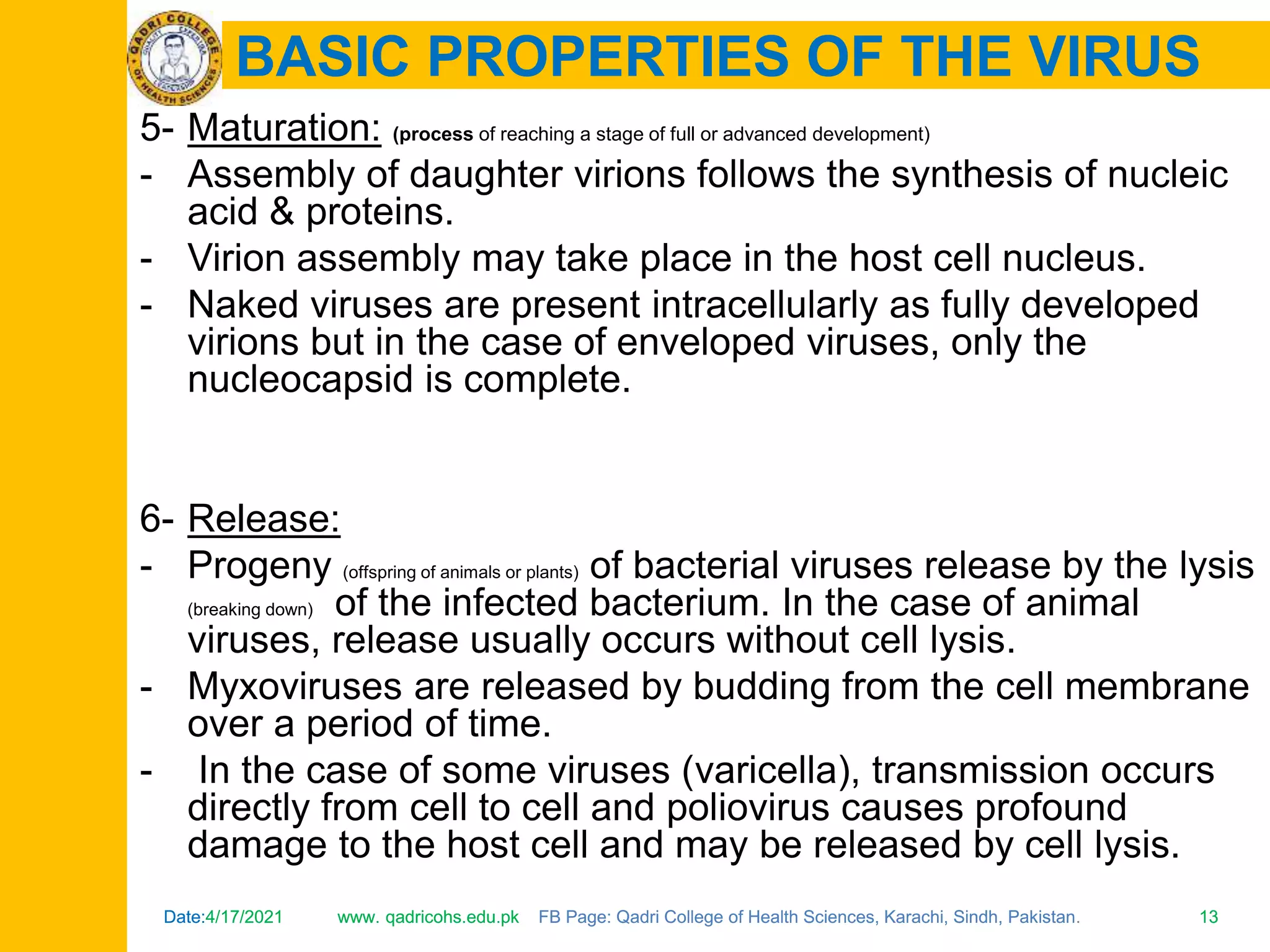 5. Basic properties of virus | PPTX
