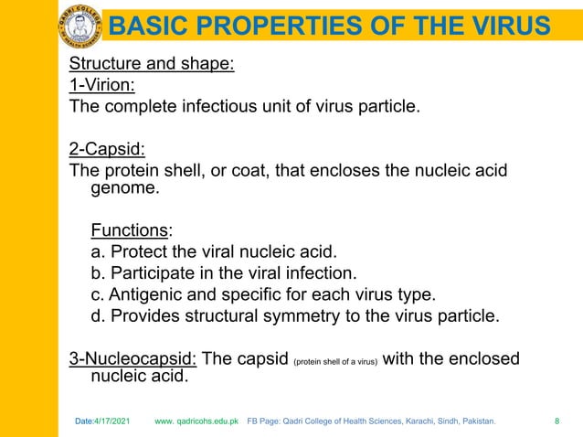 5. Basic properties of virus | PPTX | Infectious Diseases | Diseases ...