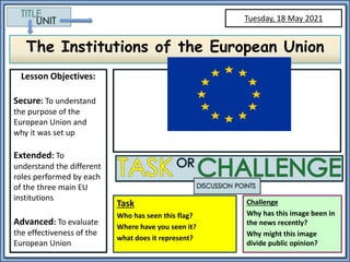 The institutions of he European Union lesson | PPT