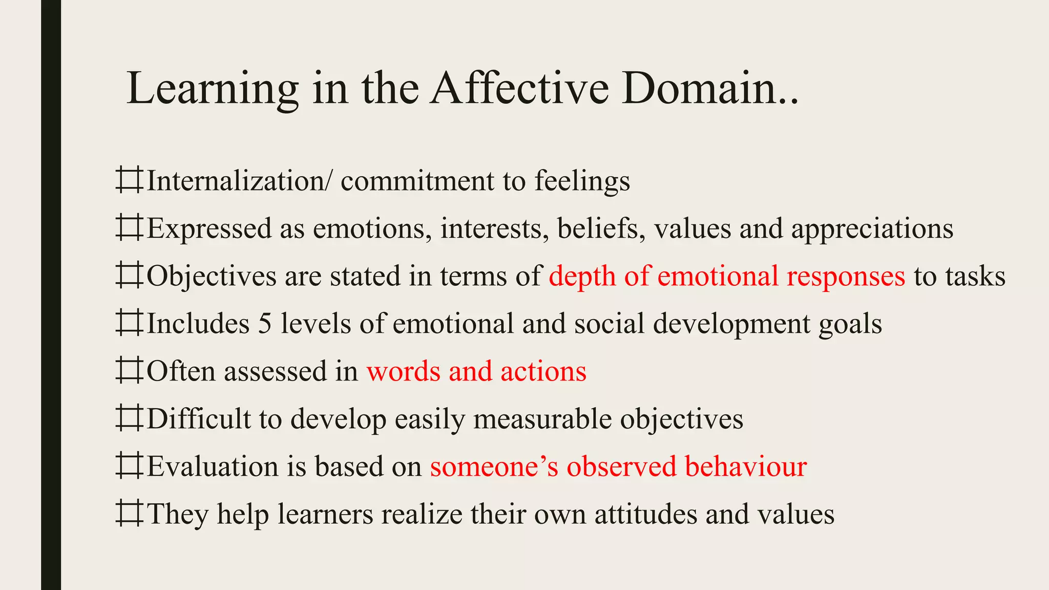 Taxonomy of Educational Objectives - The Affective Domain | PPTX